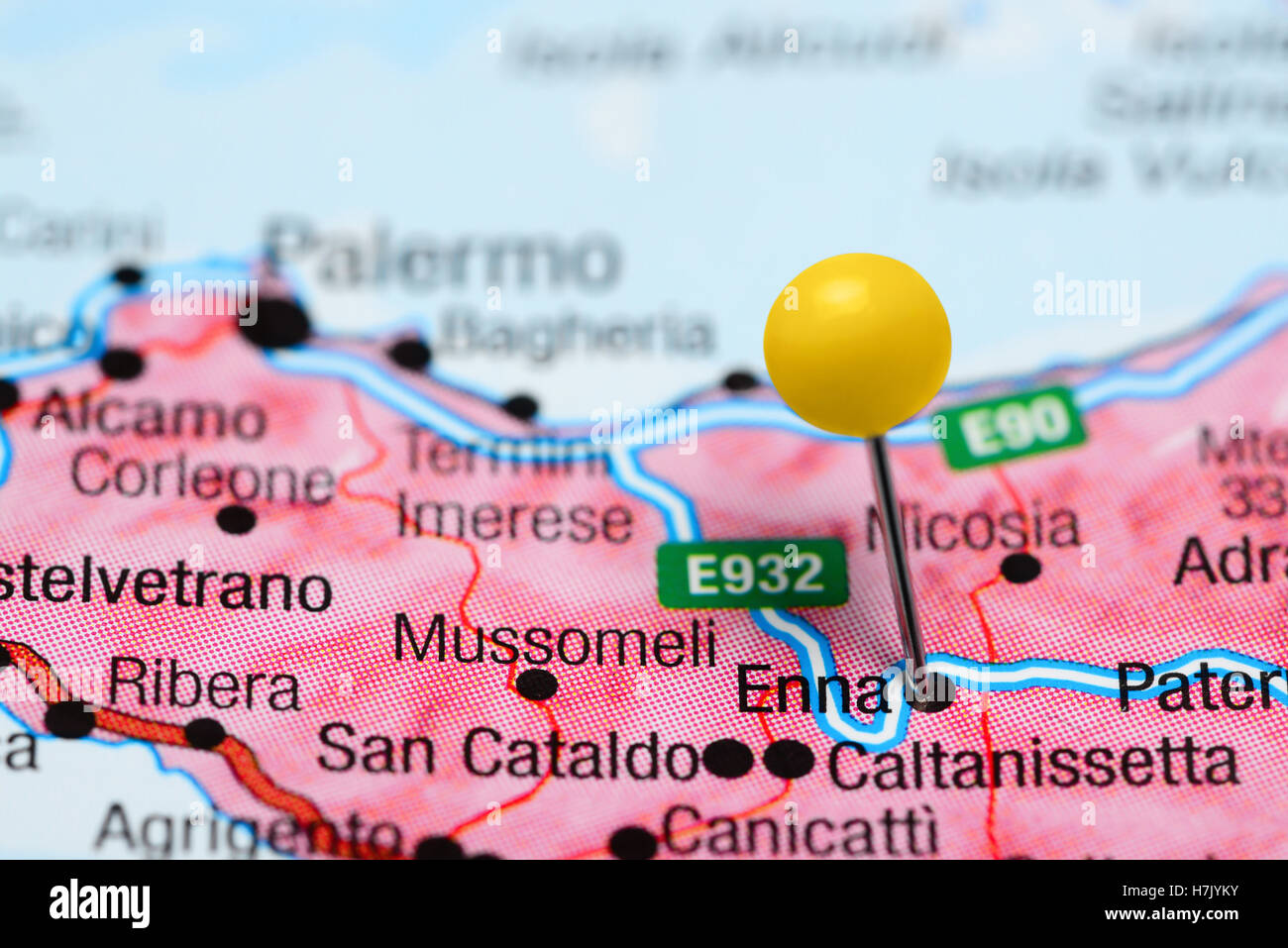 Enna pinned on a map of Italy Stock Photo - Alamy
