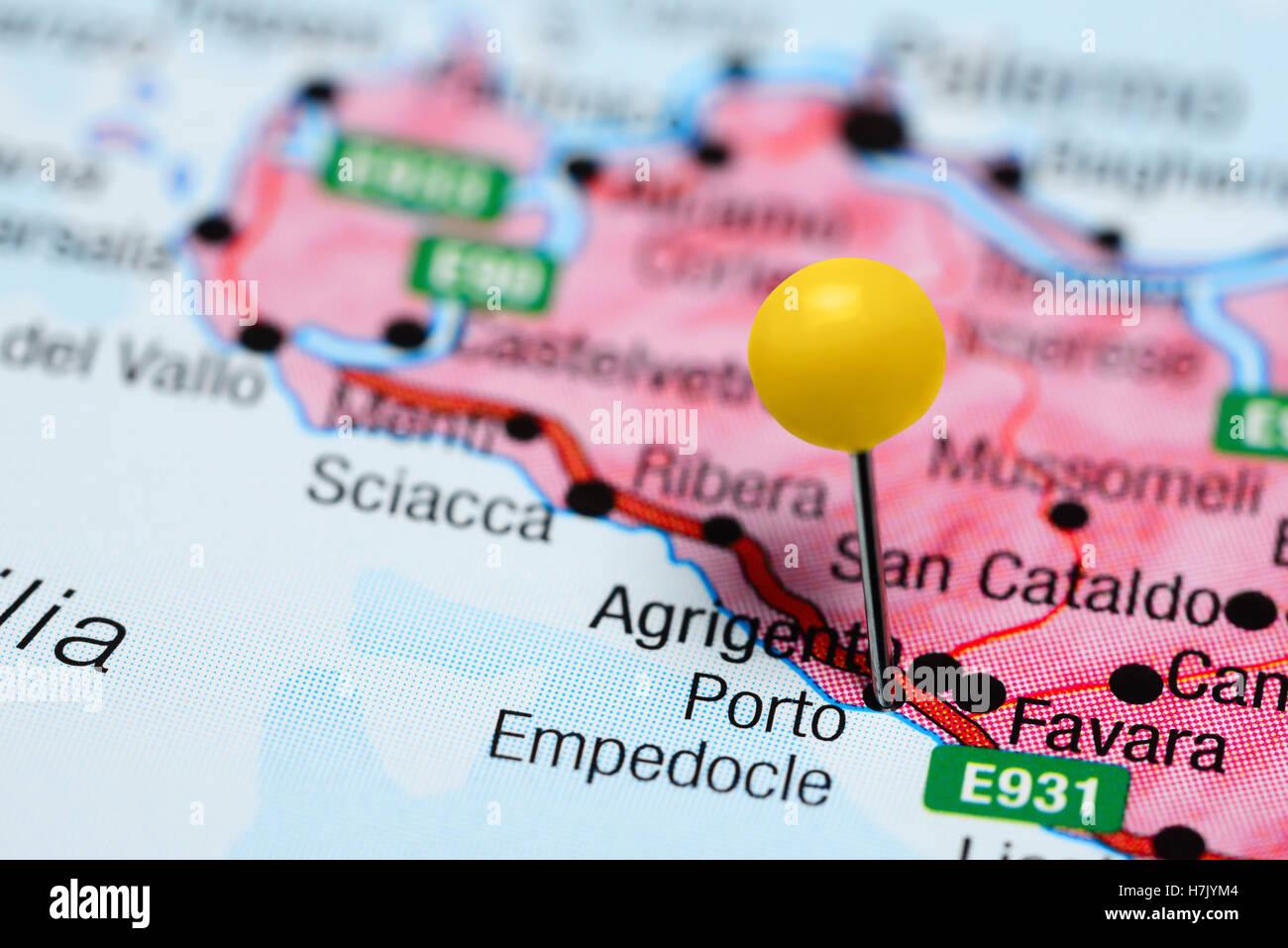 Porto Empedocle pinned on a map of Italy Stock Photo - Alamy