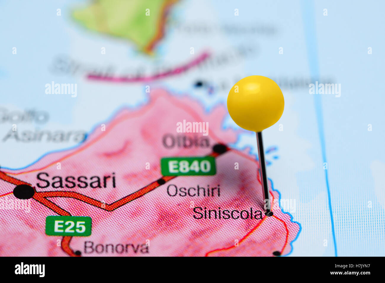 Siniscola pinned on a map of Italy Stock Photo - Alamy