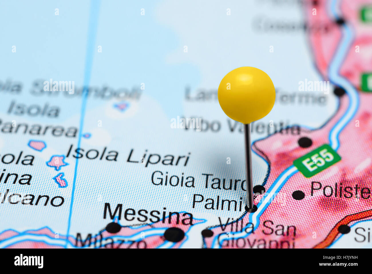 Palmi pinned on a map of Italy Stock Photo - Alamy
