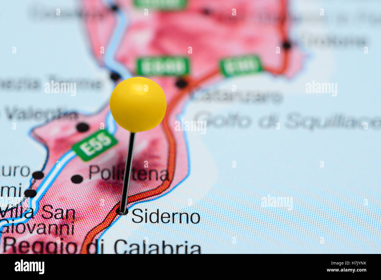 Siderno pinned on a map of Italy Stock Photo - Alamy