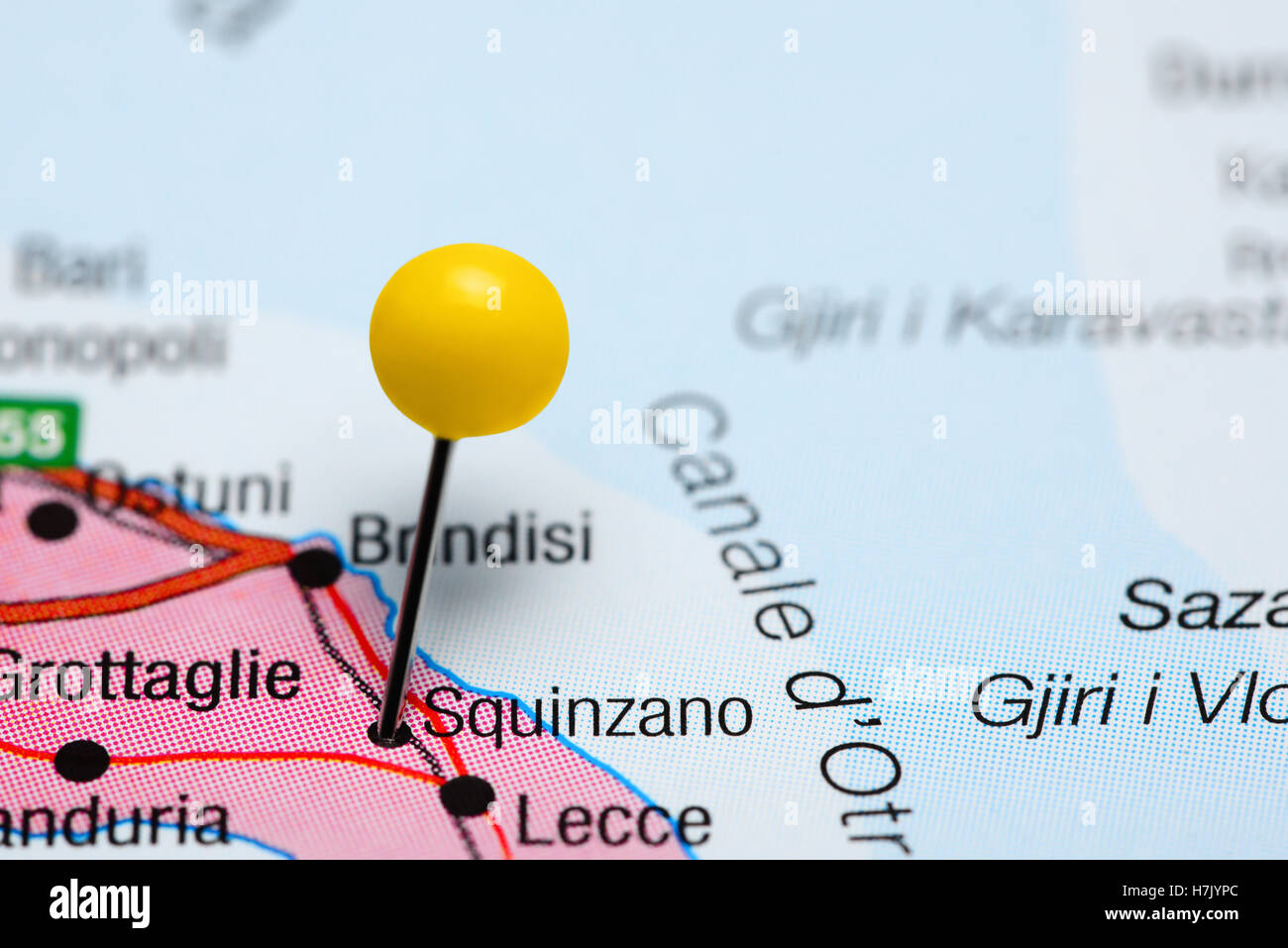 Squinzano pinned on a map of Italy Stock Photo - Alamy