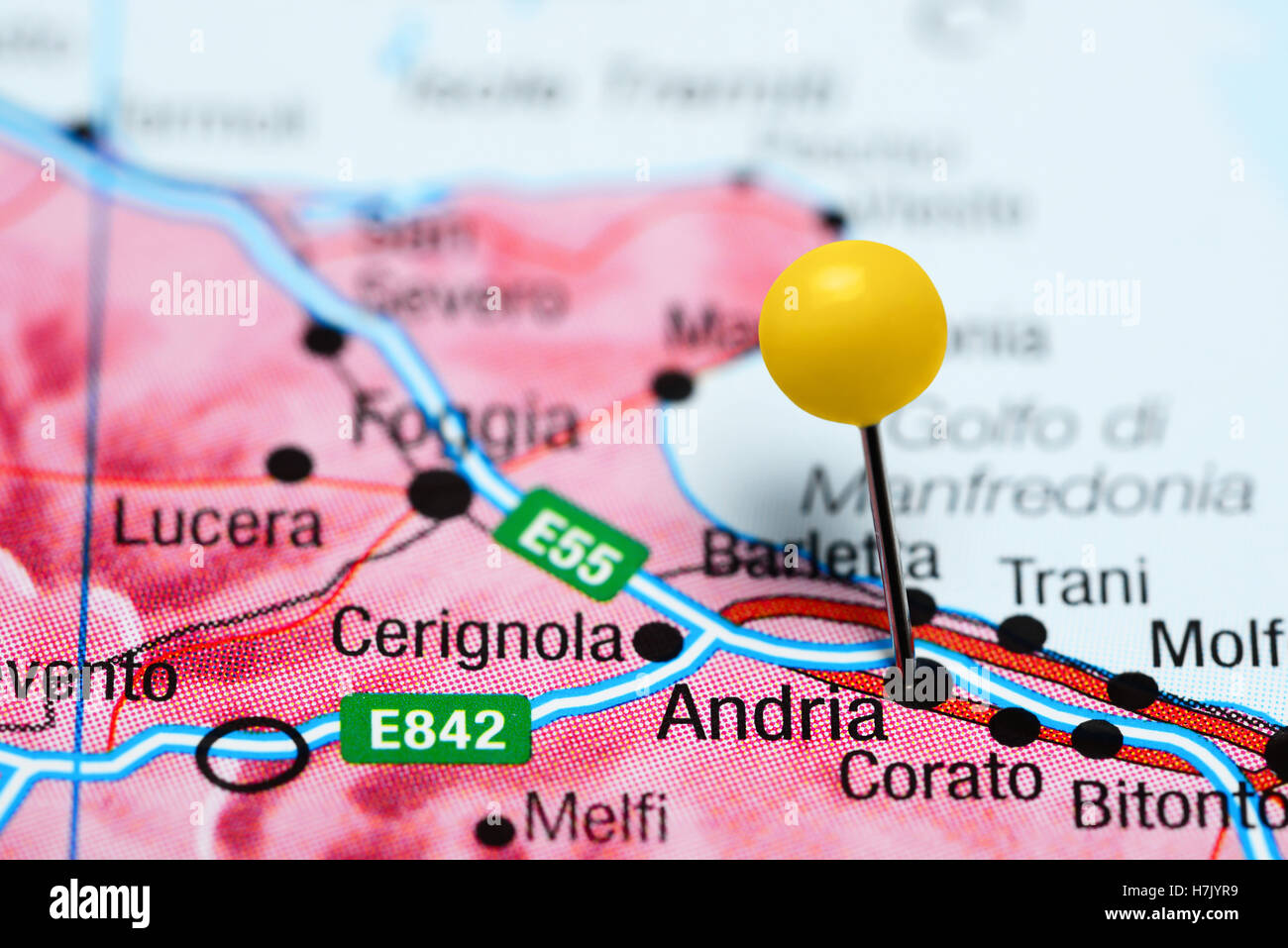 Andria pinned on a map of Italy Stock Photo - Alamy
