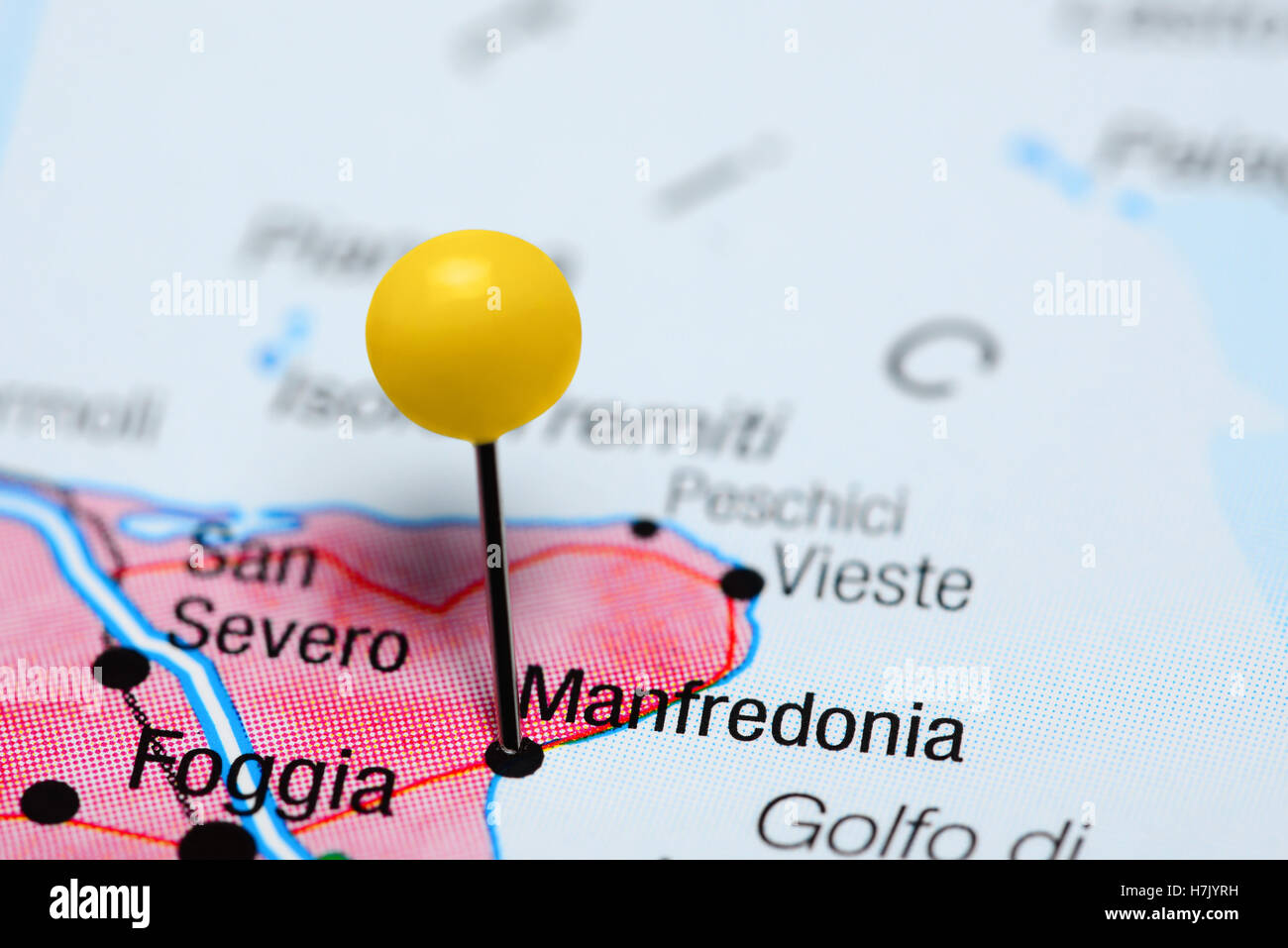 Manfredonia pinned on a map of Italy Stock Photo - Alamy