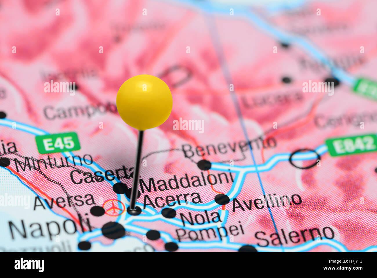 Acerra pinned on a map of Italy Stock Photo - Alamy