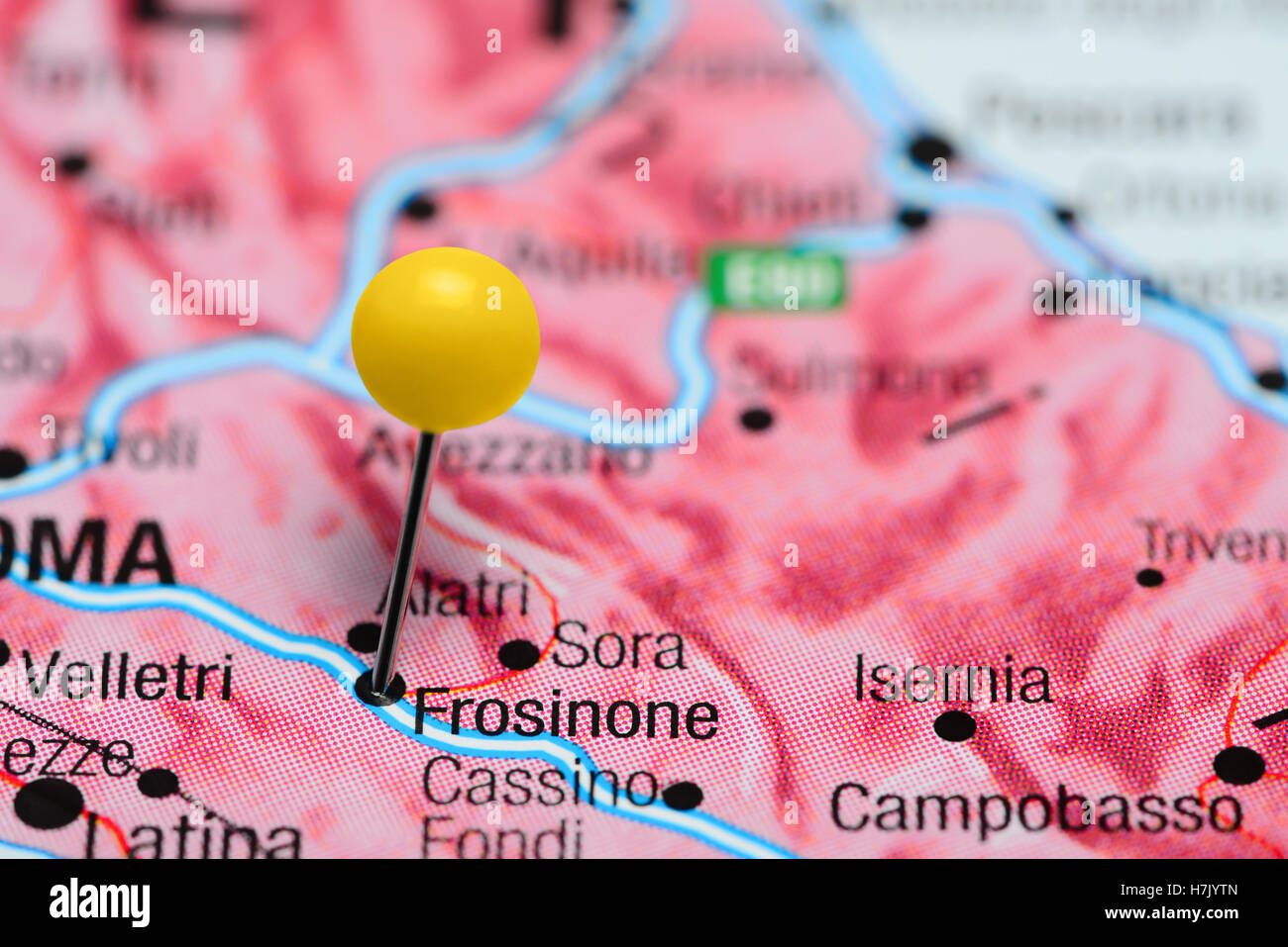 Frosinone pinned on a map of Italy Stock Photo - Alamy
