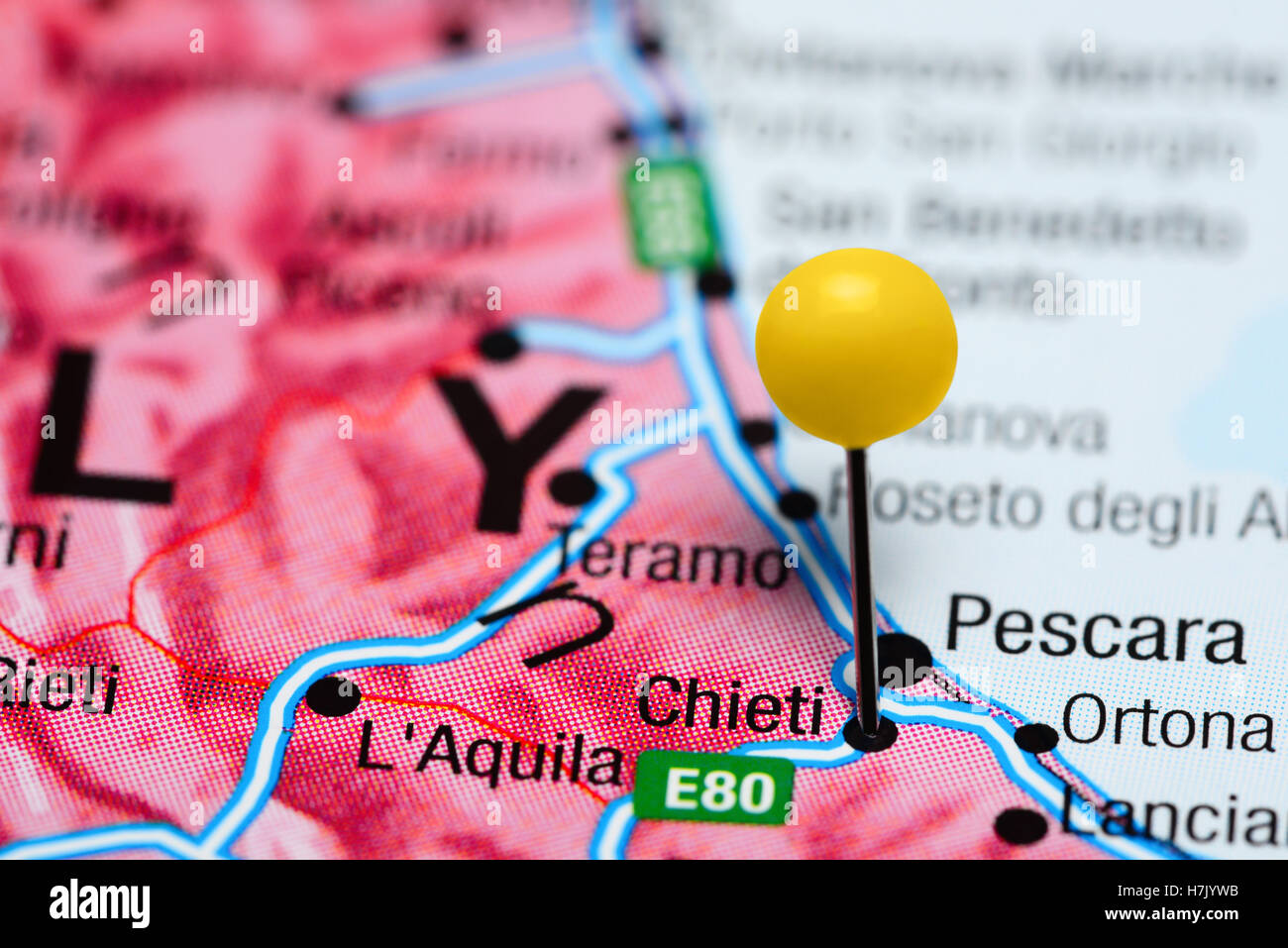 Chieti pinned on a map of Italy Stock Photo - Alamy