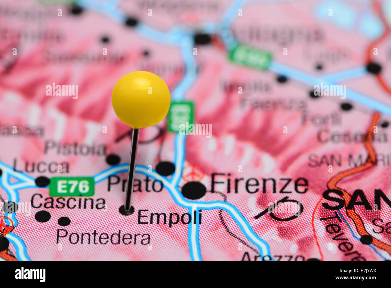 Empoli pinned on a map of Italy Stock Photo - Alamy