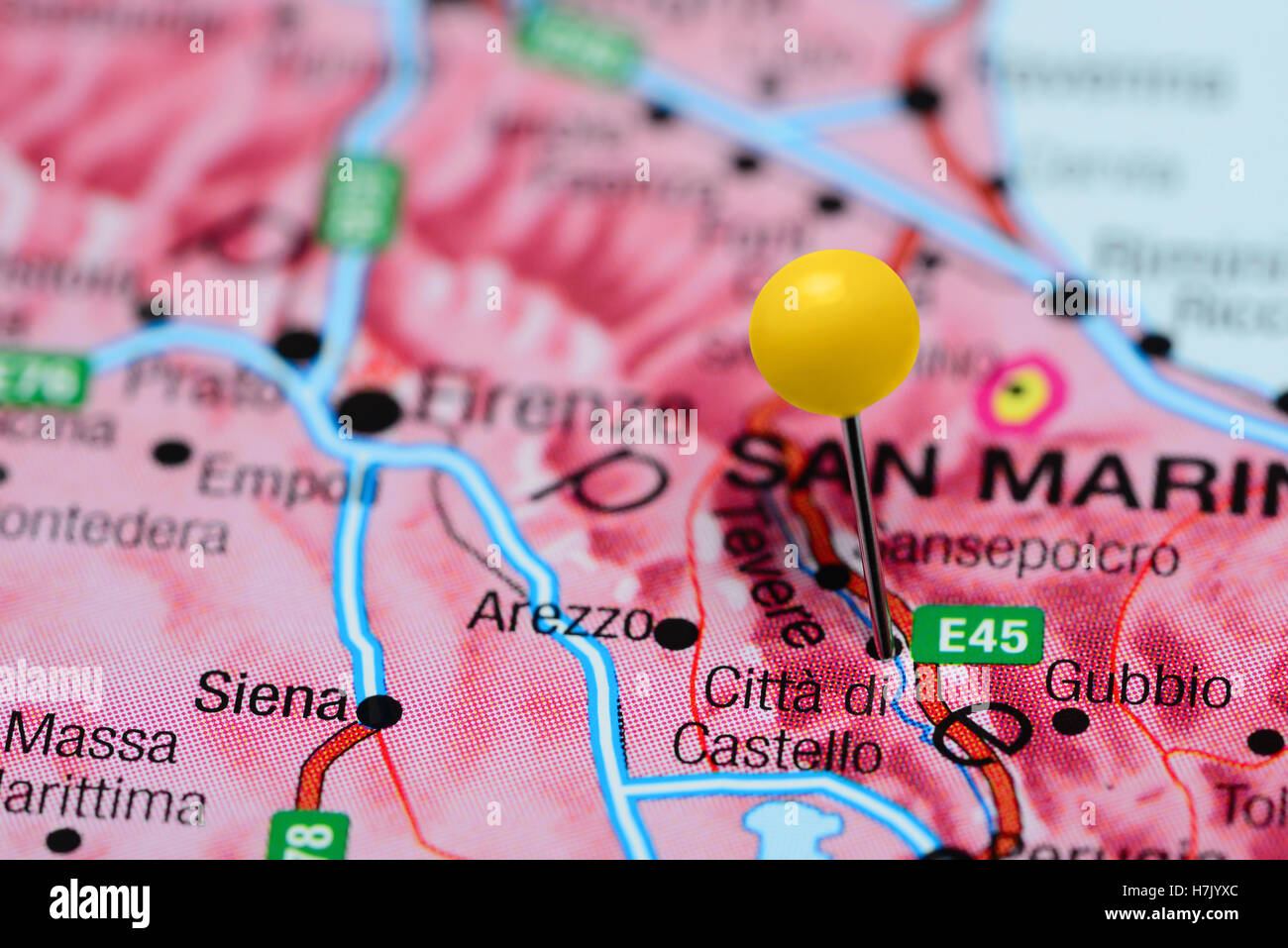 Citta di Castello pinned on a map of Italy Stock Photo - Alamy