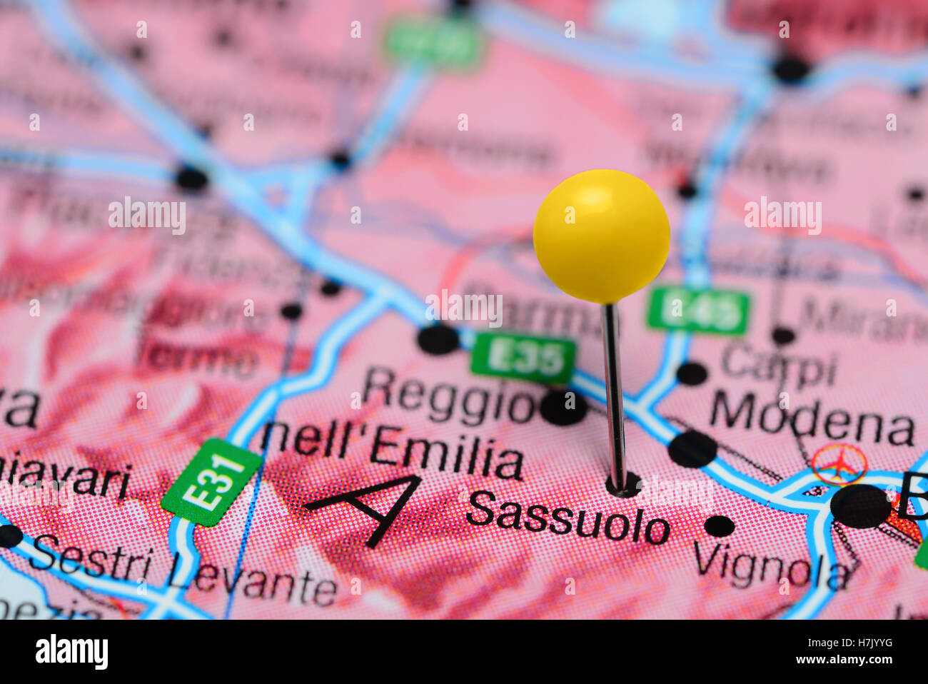 Sassuolo pinned on a map of Italy Stock Photo - Alamy