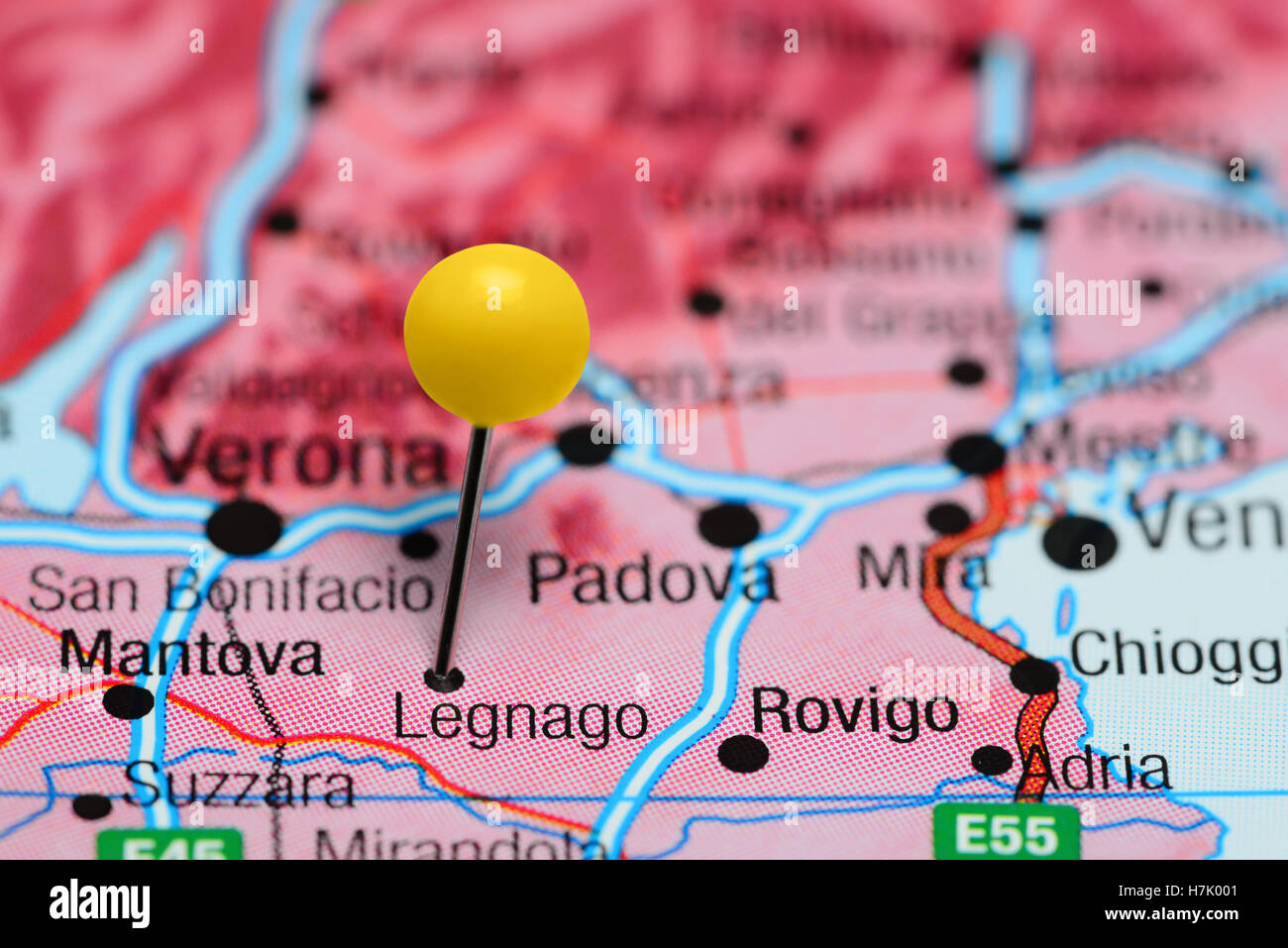 Legnago pinned on a map of Italy Stock Photo - Alamy