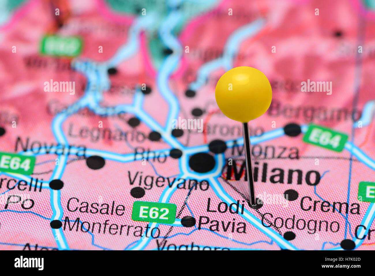 Lodi pinned on a map of Italy Stock Photo - Alamy