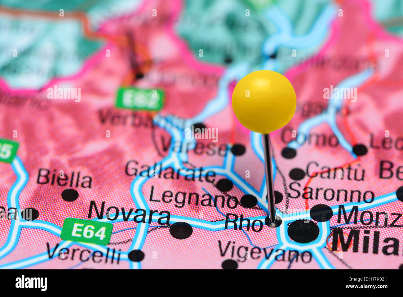 Rho pinned on a map of Italy Stock Photo - Alamy