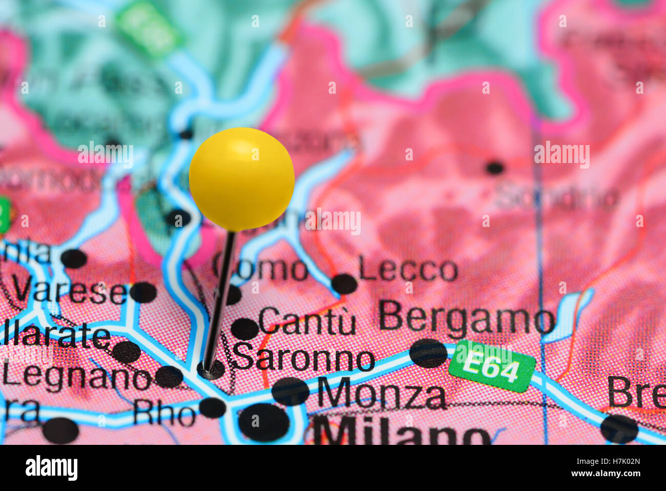 Saronno pinned on a map of Italy Stock Photo - Alamy