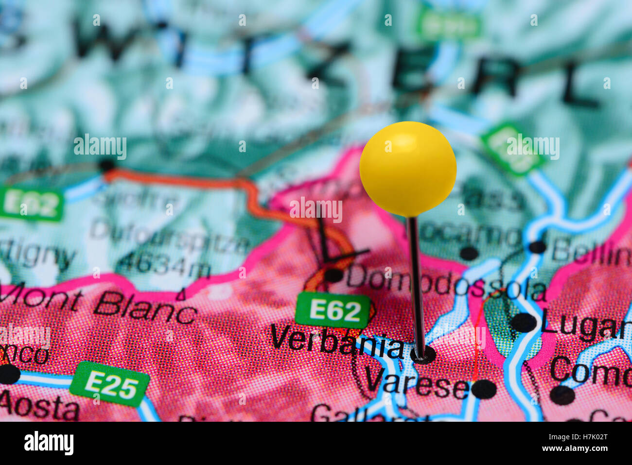 Verbania pinned on a map of Italy Stock Photo - Alamy