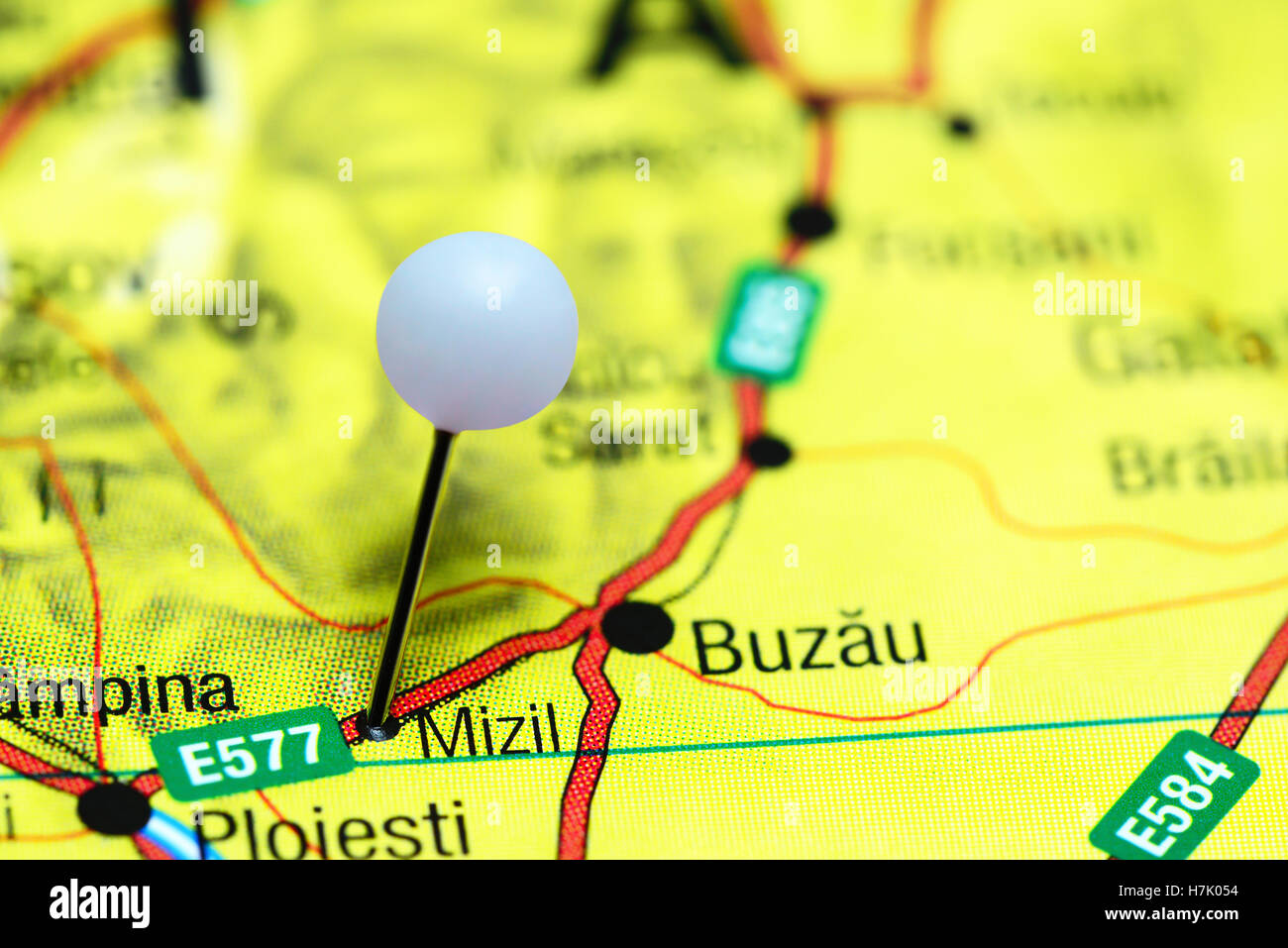 Mizil pinned on a map of Romania Stock Photo - Alamy
