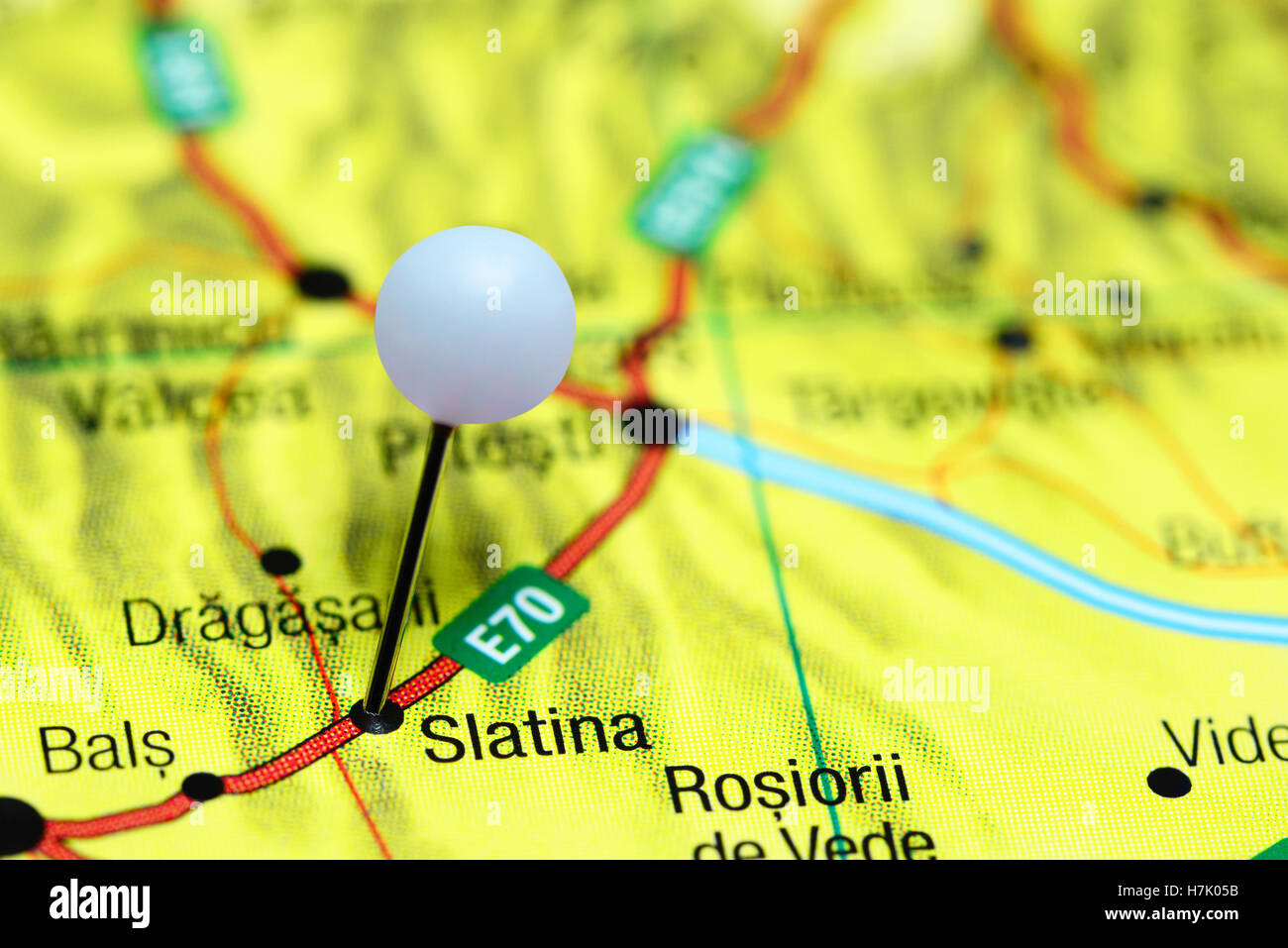 Slatina pinned on a map of Romania Stock Photo - Alamy