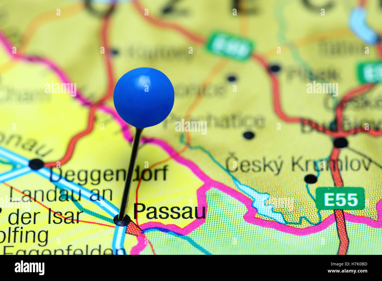 Passau pinned on a map of Germany Stock Photo - Alamy
