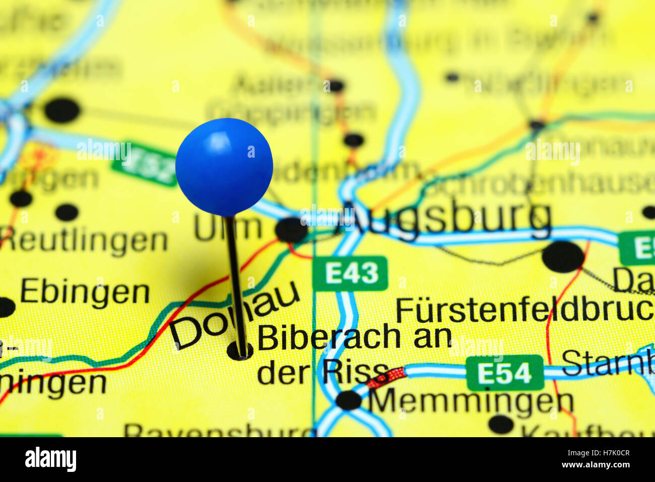 Biberach an der Riss pinned on a map of Germany Stock Photo - Alamy