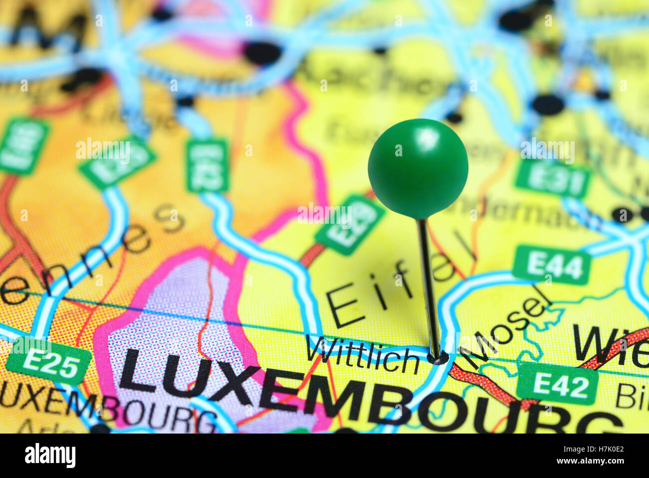 Wittlich pinned on a map of Germany Stock Photo - Alamy