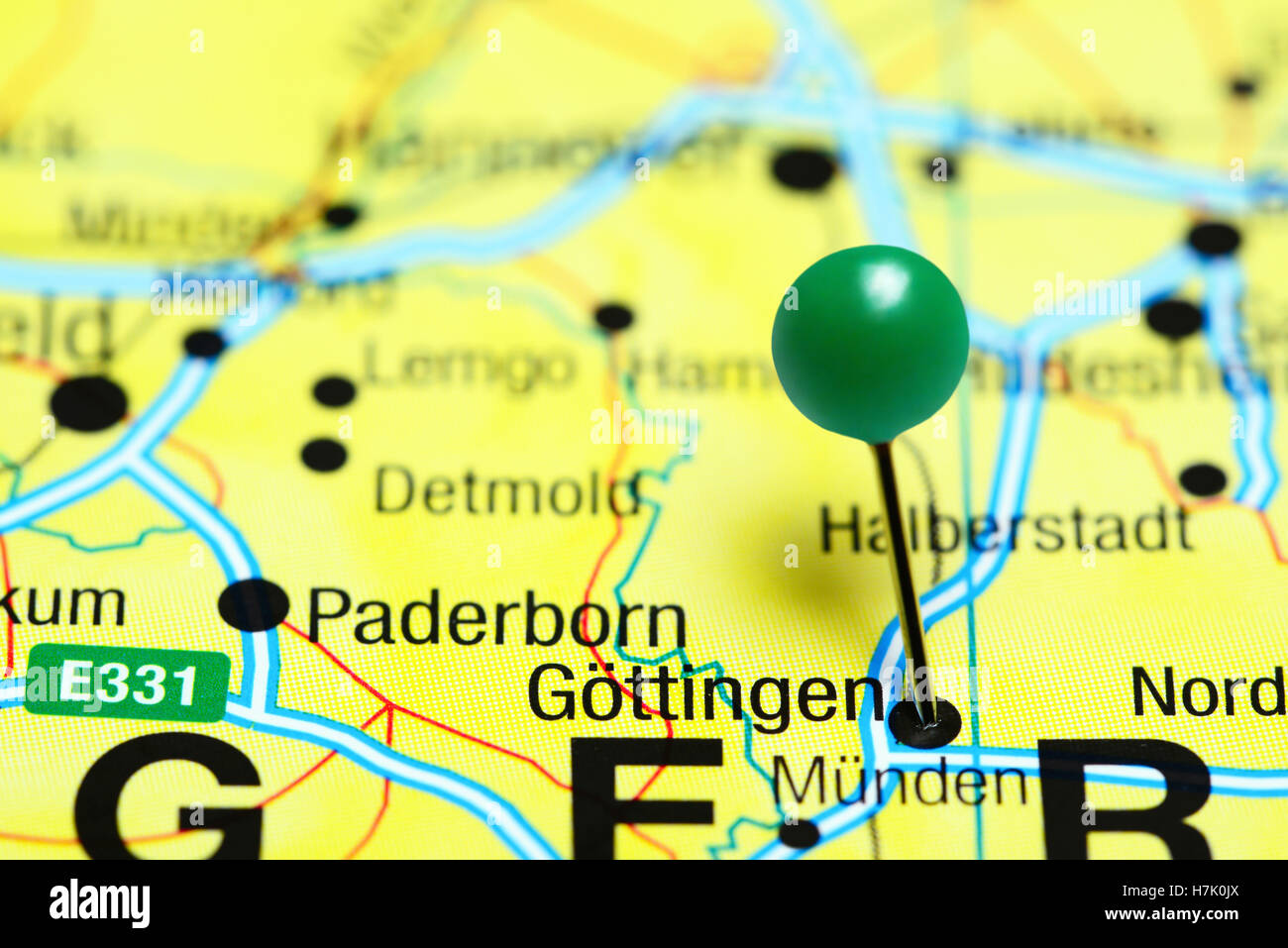 Gottingen pinned on a map of Germany Stock Photo - Alamy