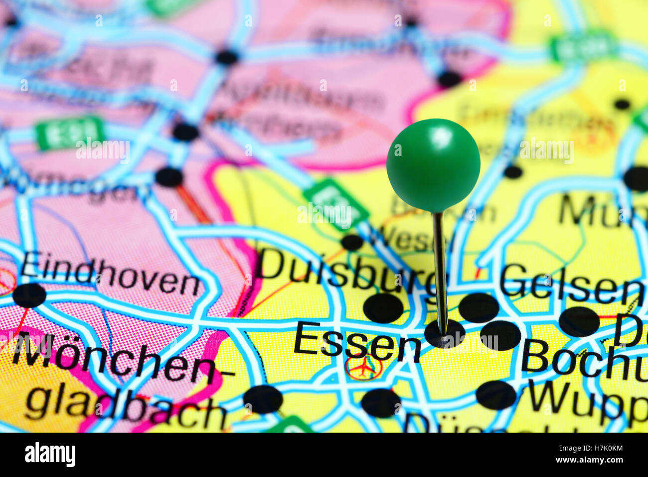 Essen pinned on a map of Germany Stock Photo - Alamy