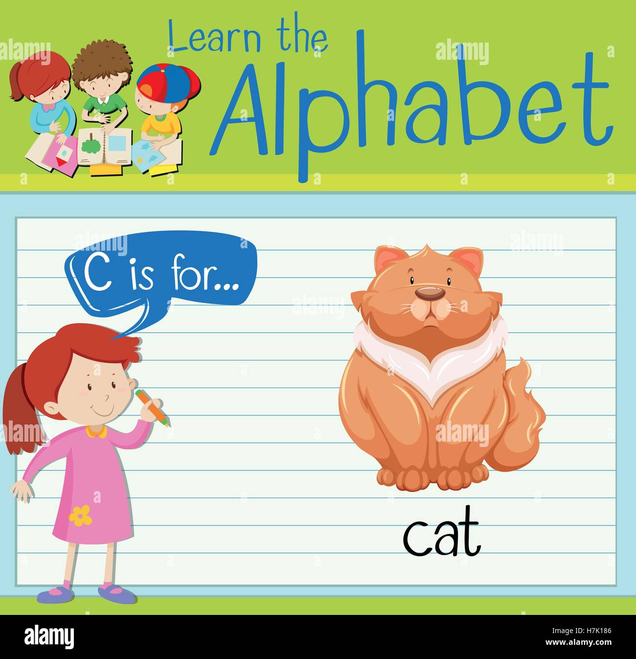 Flashcard alphabet C is for cat illustration Stock Vector Image & Art ...