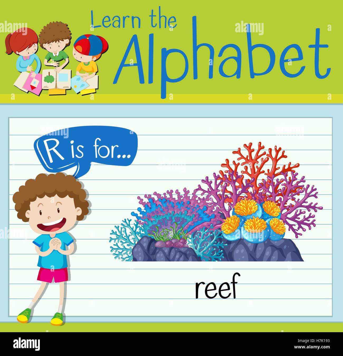 Flashcard alphabet R is for reef illustration Stock Vector Image & Art ...
