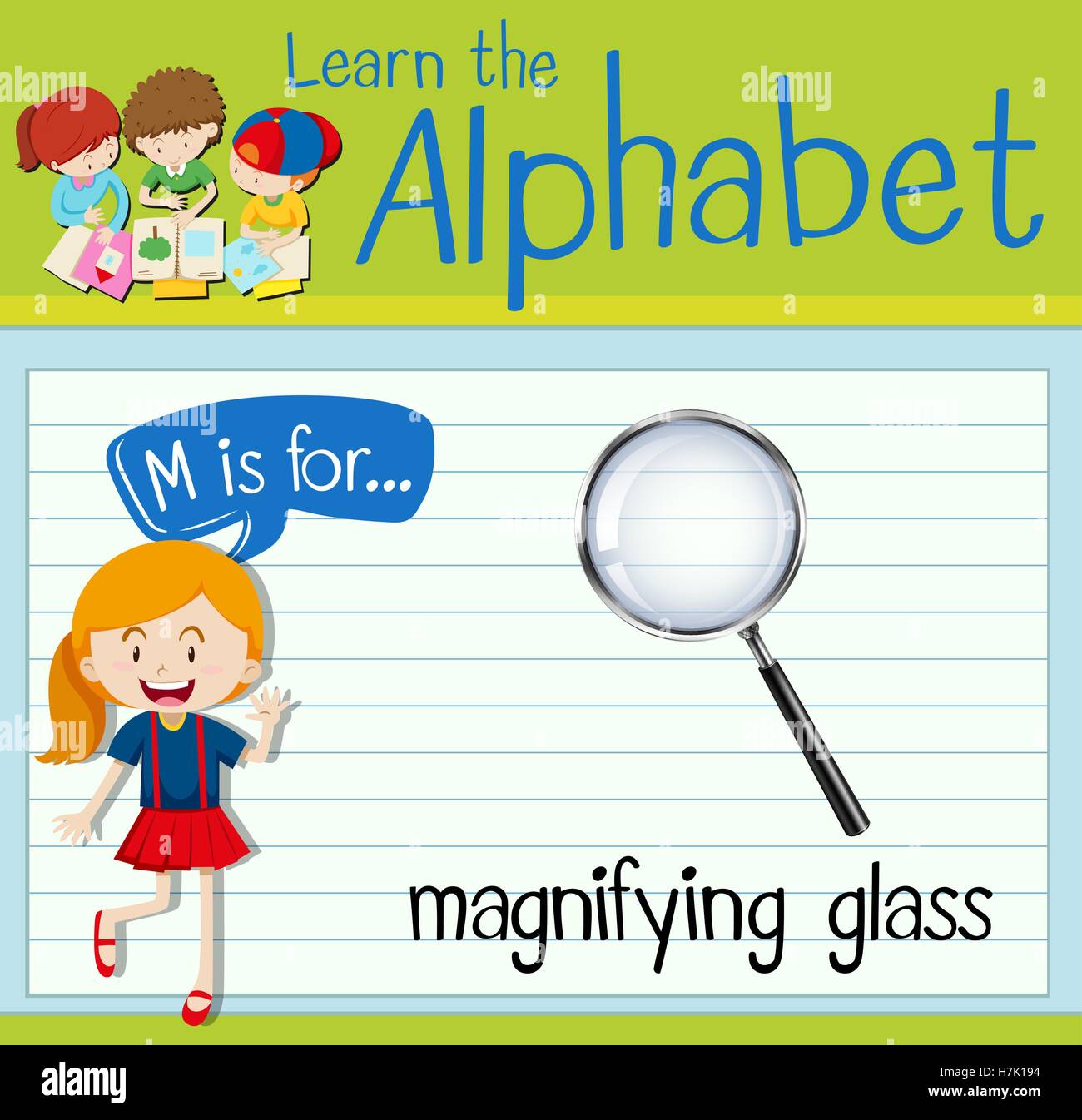 Flashcard letter M is for magnifying glass illustration Stock Vector ...