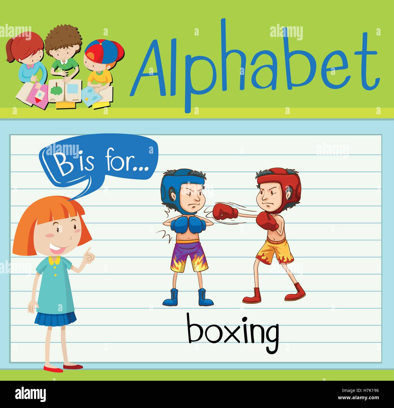 Flashcard letter B is for boxing illustration Stock Vector Image & Art ...