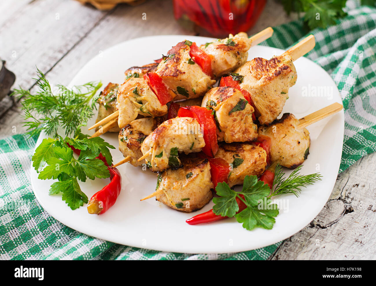 Chicken shish kebab with paprika Stock Photo - Alamy