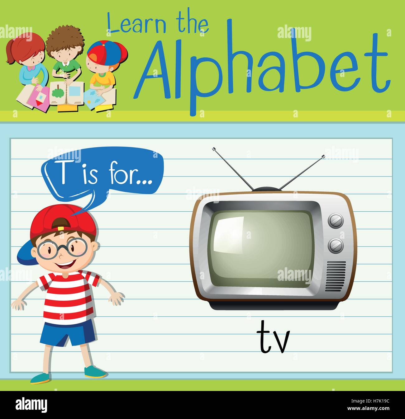 Flashcard letter T is for TV illustration Stock Vector Image & Art - Alamy