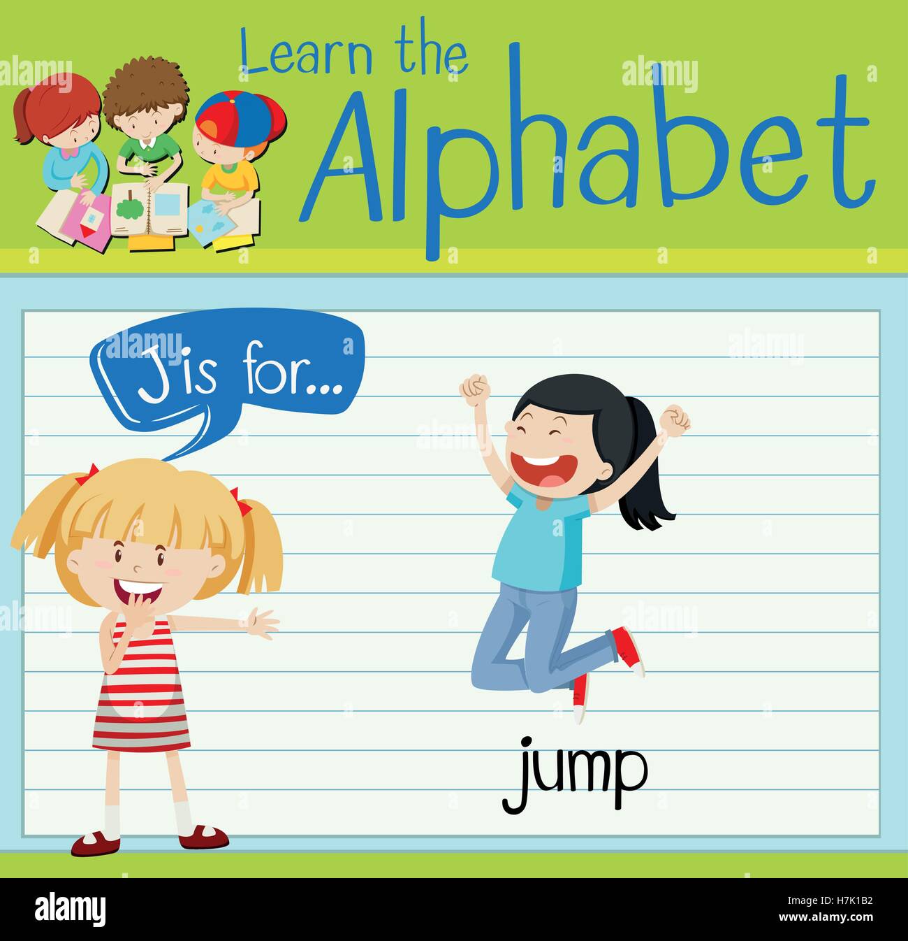 Flashcard alphabet J is for jump illustration Stock Vector Image & Art ...