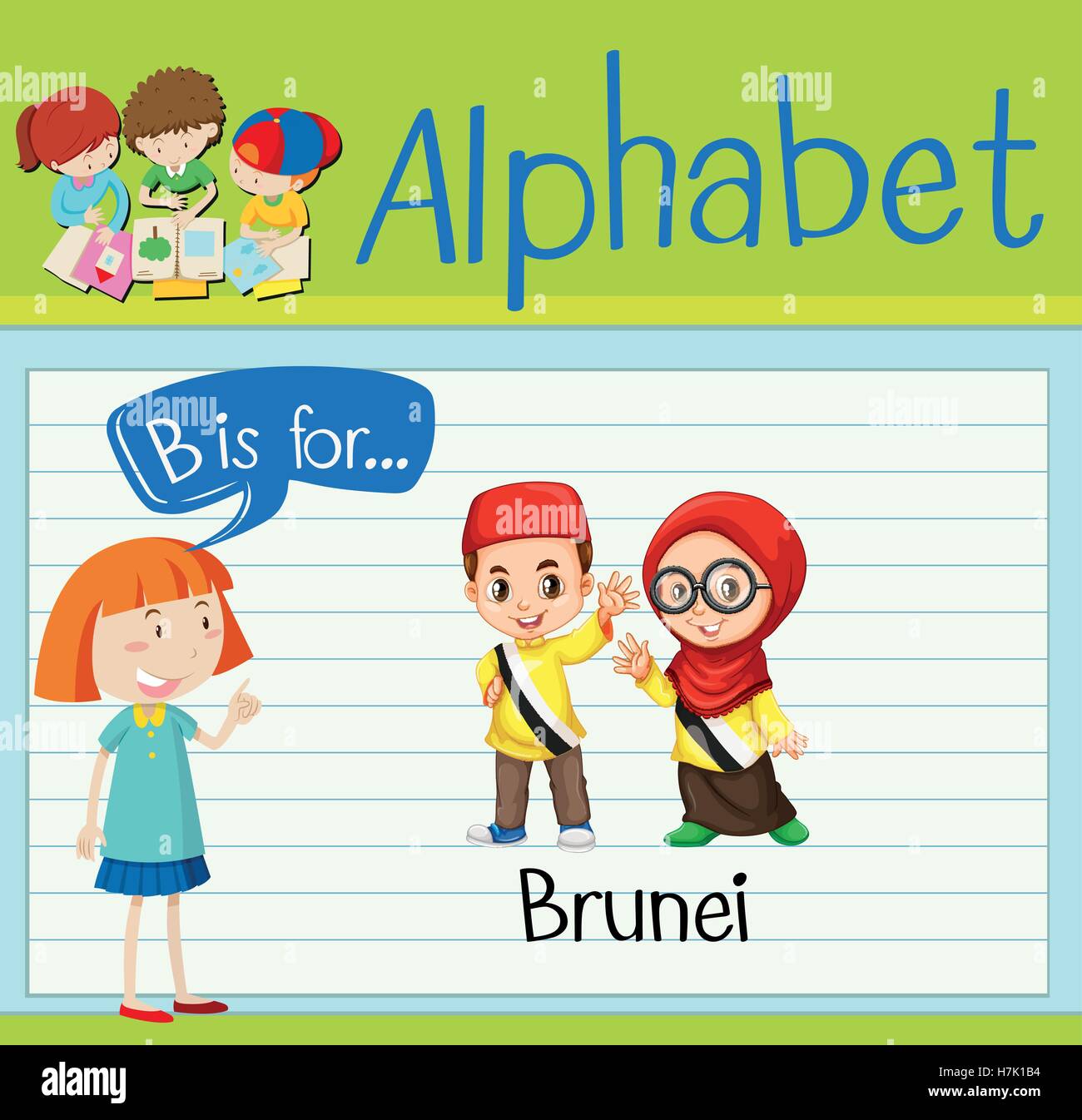 Flashcard alphabet B is for Brunei illustration Stock Vector Image ...