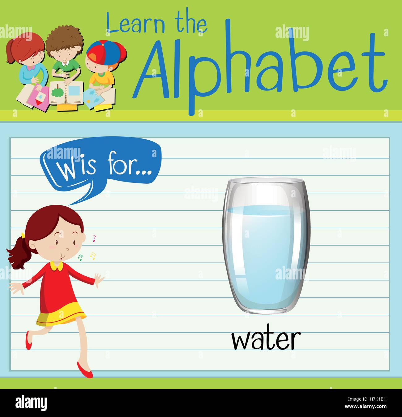 Flashcard letter W is for water illustration Stock Vector Image & Art ...