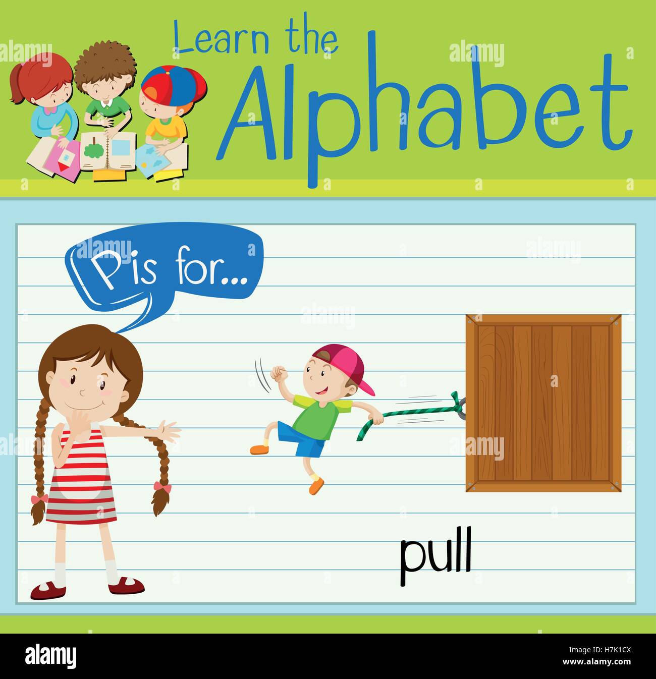 Flashcard alphabet P is for pull illustration Stock Vector Image & Art ...