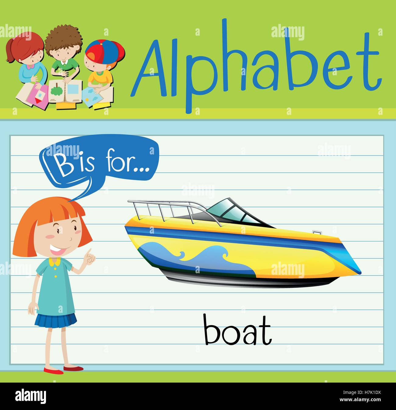 Flashcard letter B is for boat illustration Stock Vector Image & Art ...