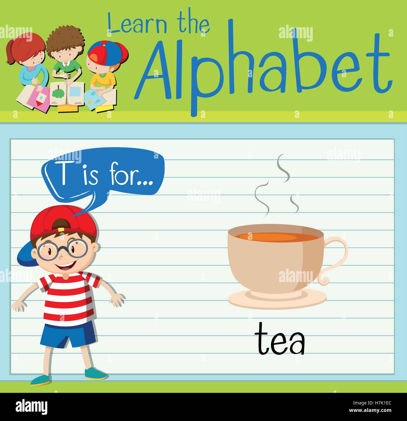 Flashcard letter T is for tea illustration Stock Vector Image & Art - Alamy