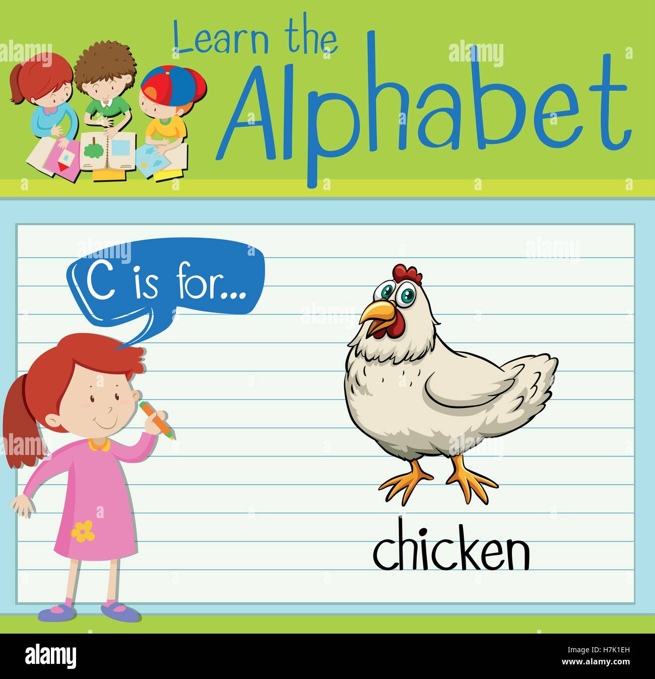 Flashcard letter C is for chicken illustration Stock Vector Image & Art ...