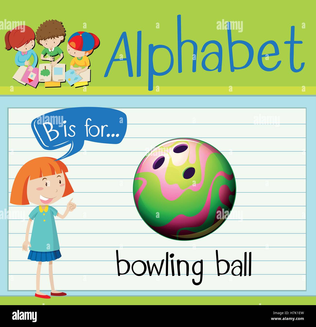 Flashcard letter B is for bowling ball illustration Stock Vector Image ...