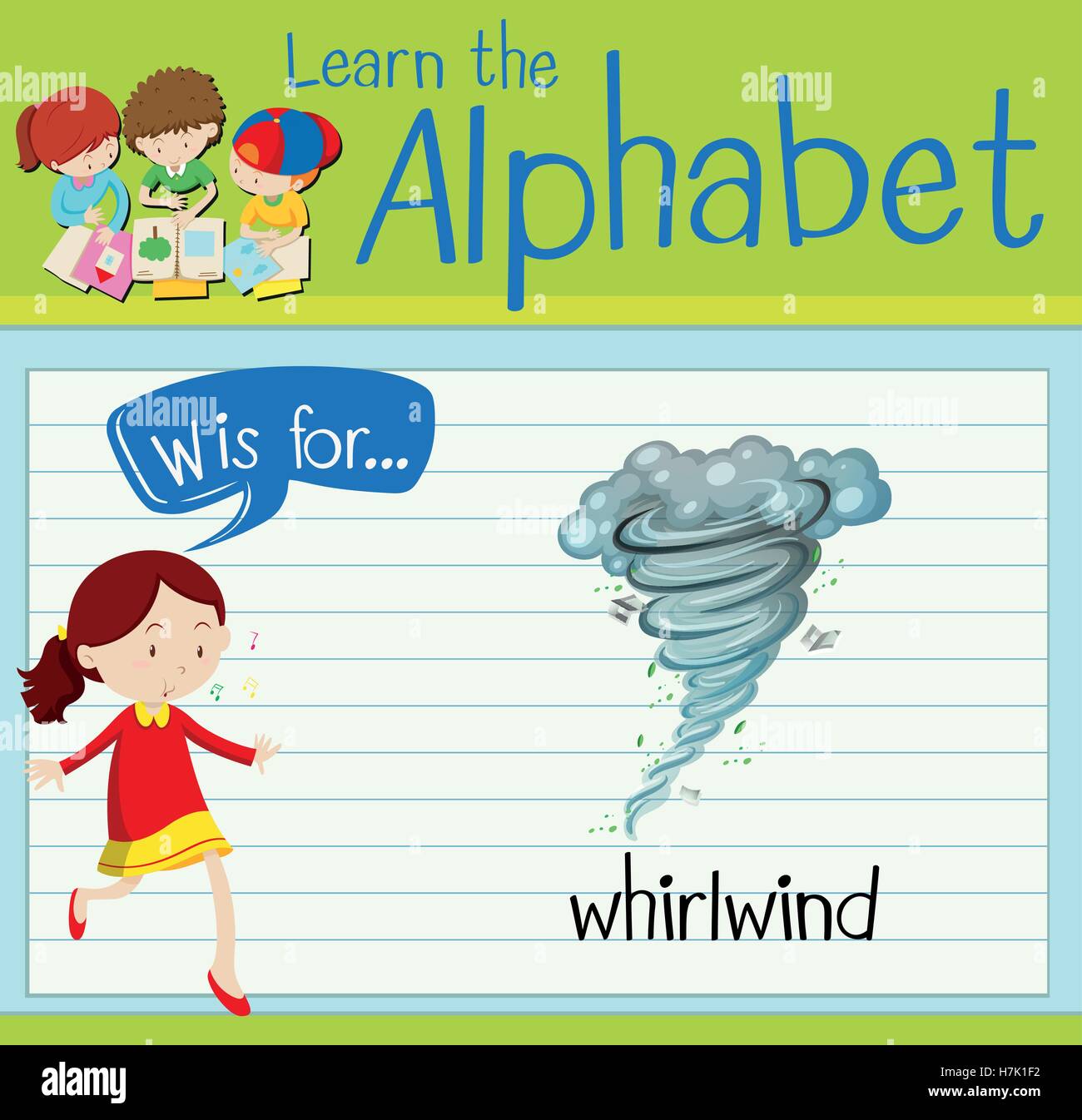 Flashcard letter W is for whirlwind illustration Stock Vector Image ...