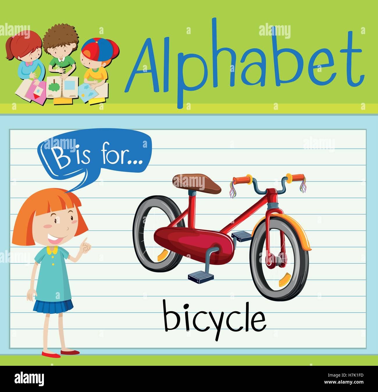 Flashcard letter B is for bicycle illustration Stock Vector Image & Art ...