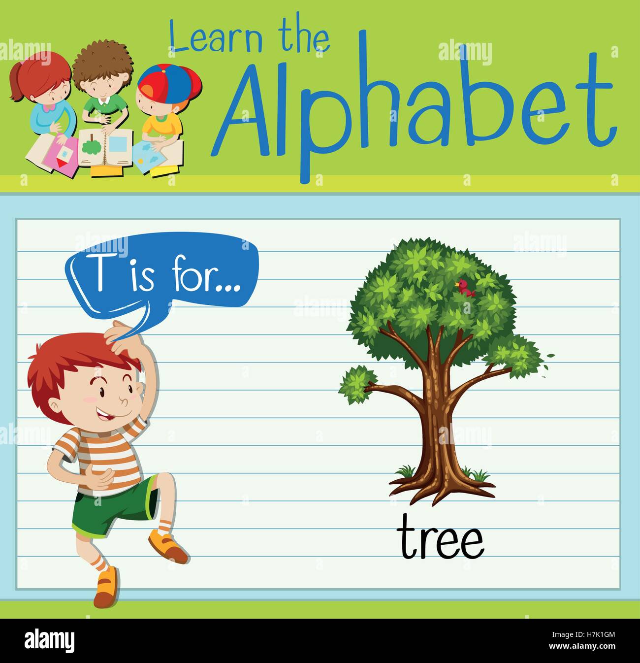 Flashcard letter T is for tree illustration Stock Vector Image & Art ...