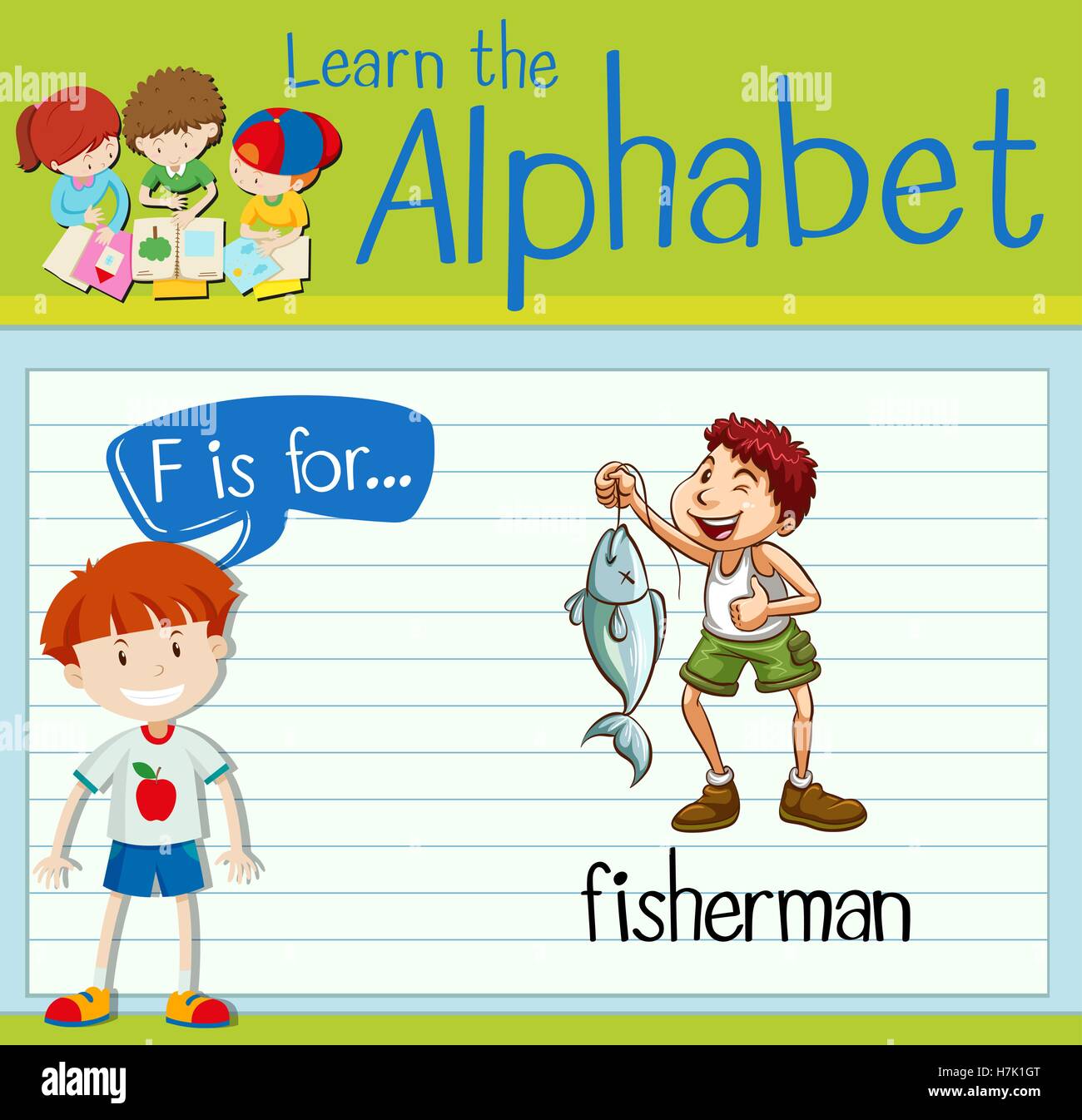 Flashcard letter F is for fisherman illustration Stock Vector Image ...