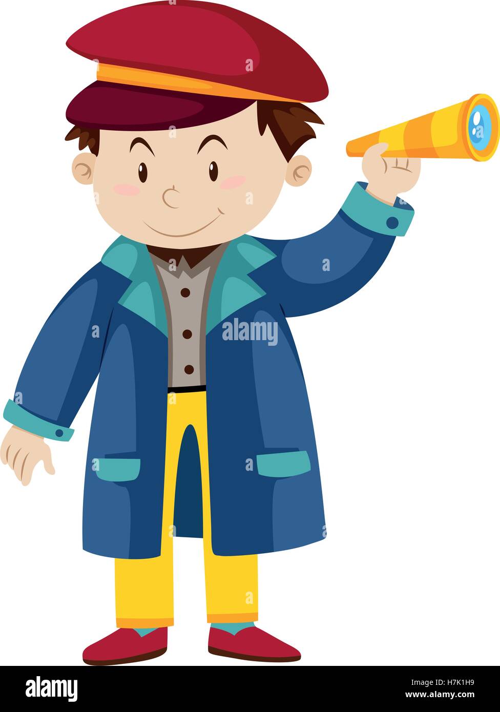 Man holding telescope in his hand illustration Stock Vector Image & Art ...
