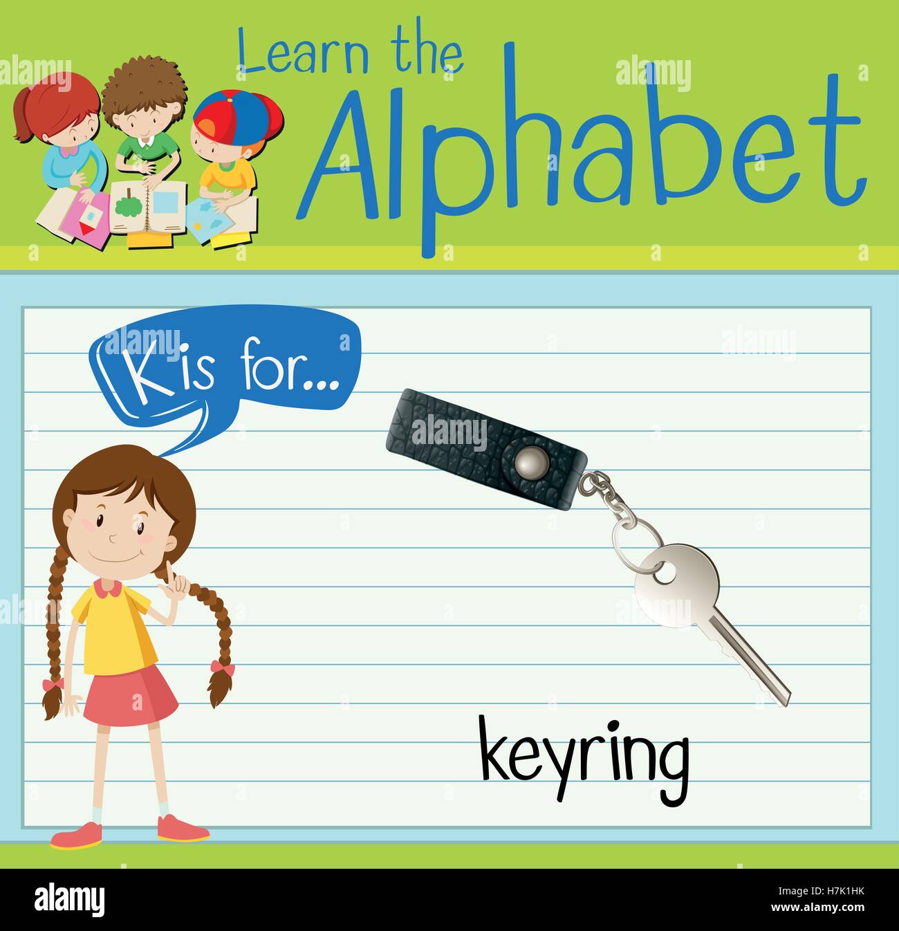Flashcard alphabet K is for keyring illustration Stock Vector Image ...