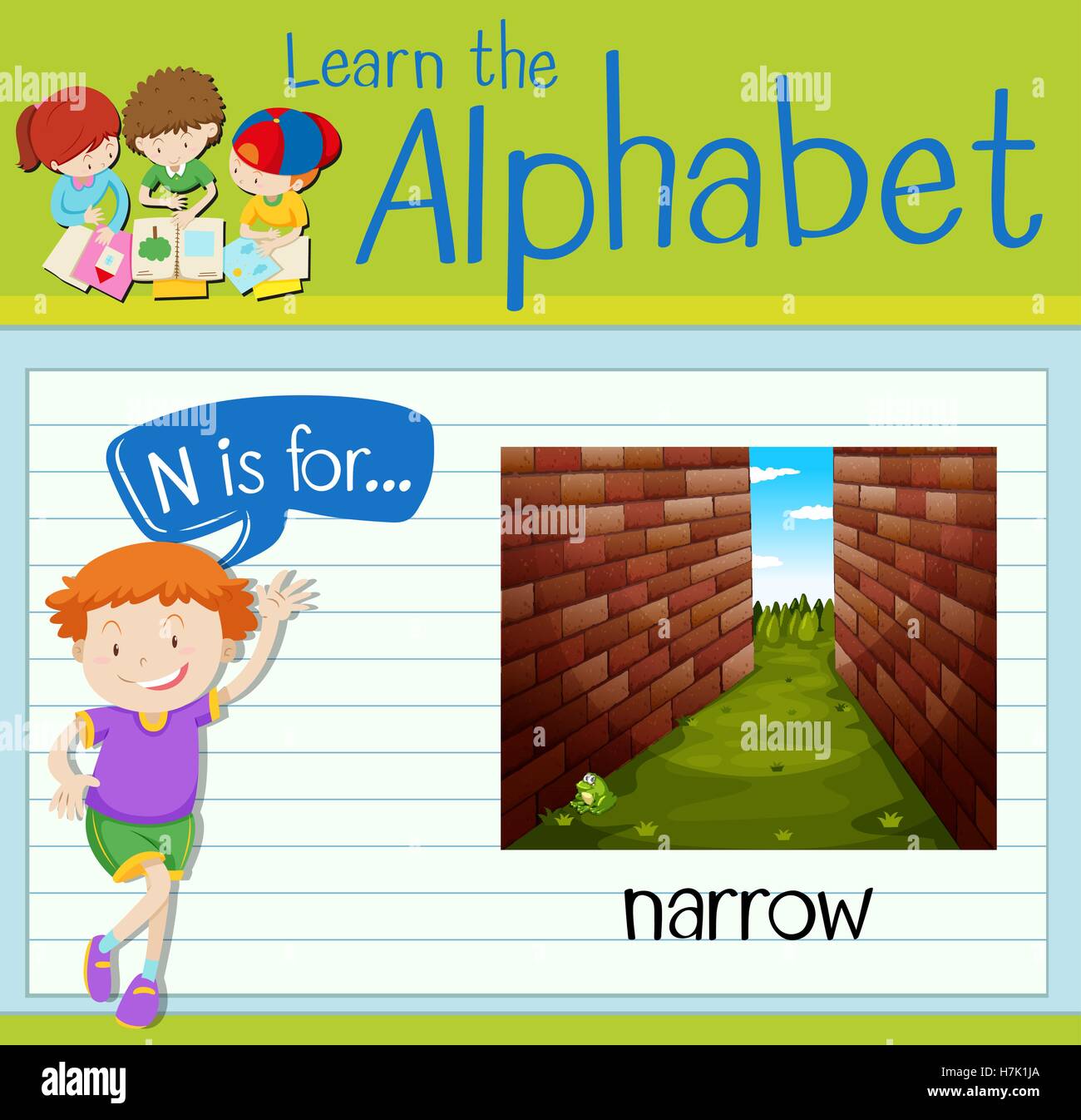 Flashcard letter N is for narrow illustration Stock Vector Image & Art ...