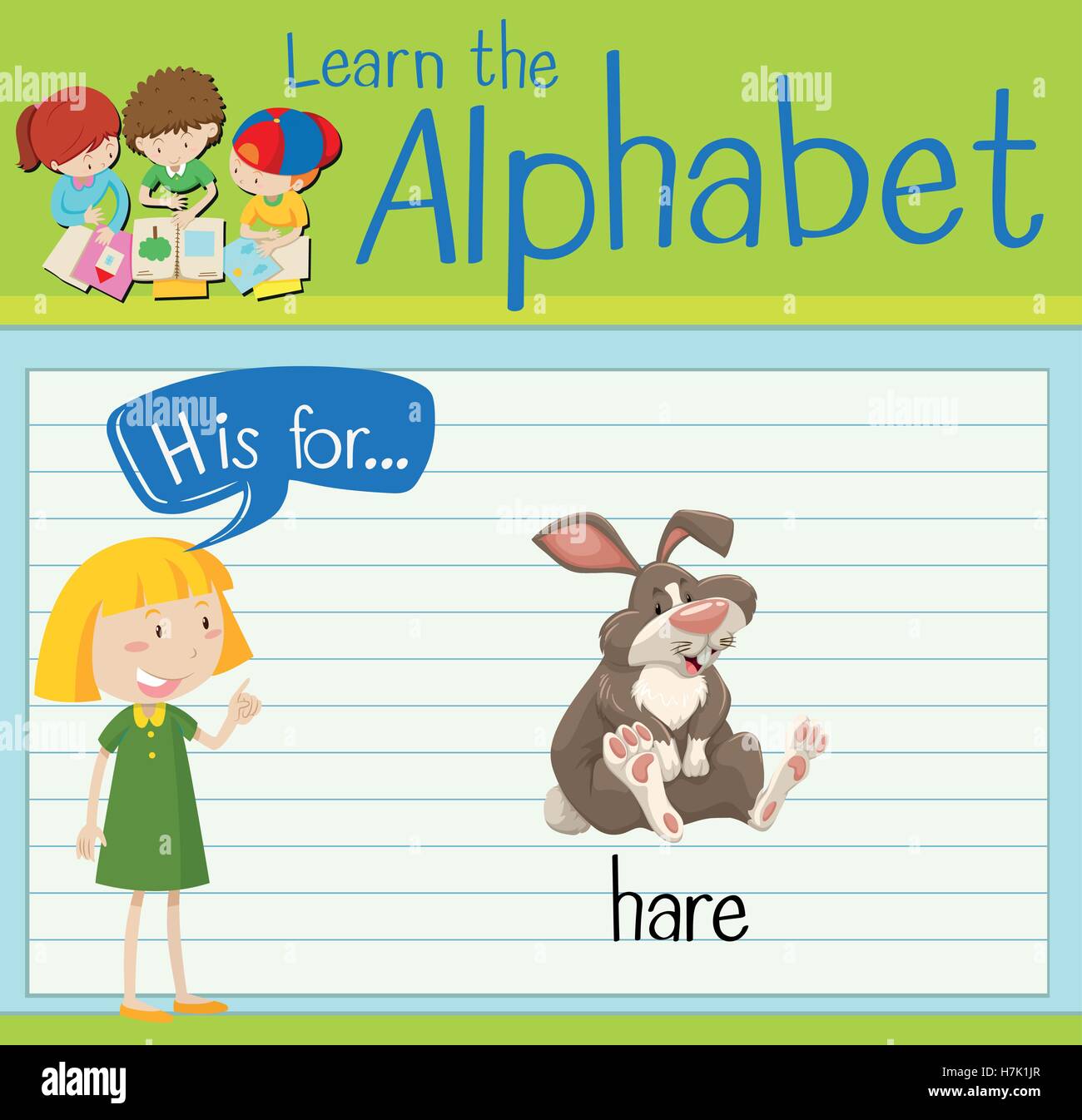 Flashcard letter H is for hare illustration Stock Vector Image & Art ...