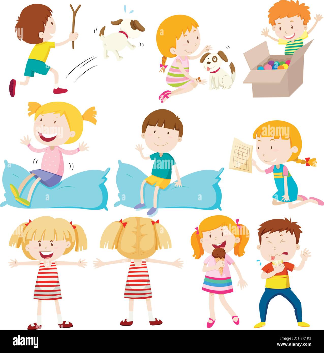 Kids doing different actions illustration Stock Vector Image & Art - Alamy