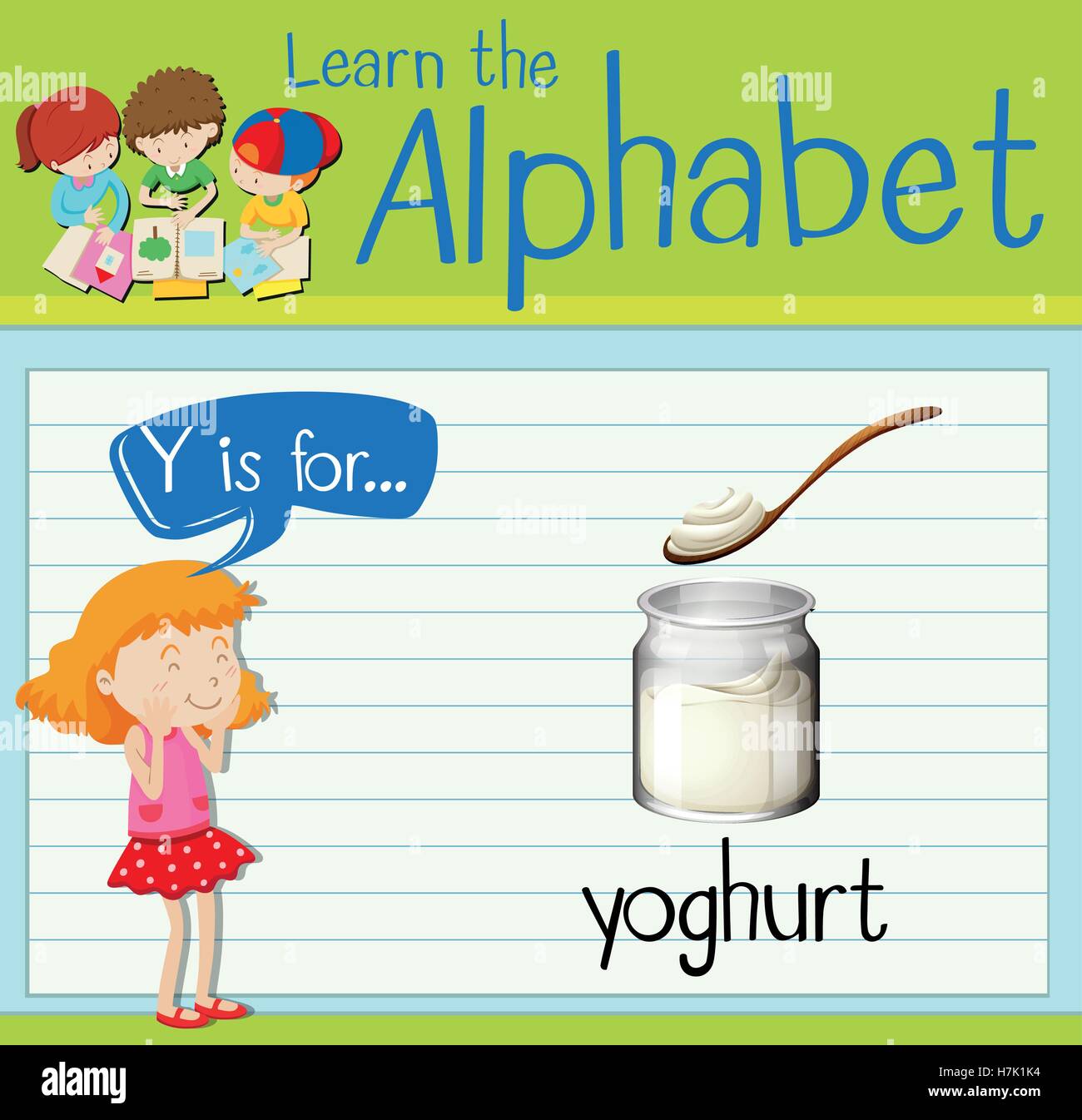 Flashcard alphabet Y is for yoghurt illustration Stock Vector Image ...